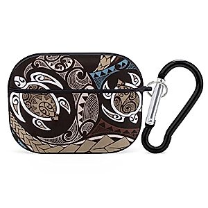 Hawaiian Honu Polynesian Sea Turtle Print Compatible with AirPods Pro Case Cover Lightweight Protective Case for Airpods Pro with Carabiner for Mens/Womens