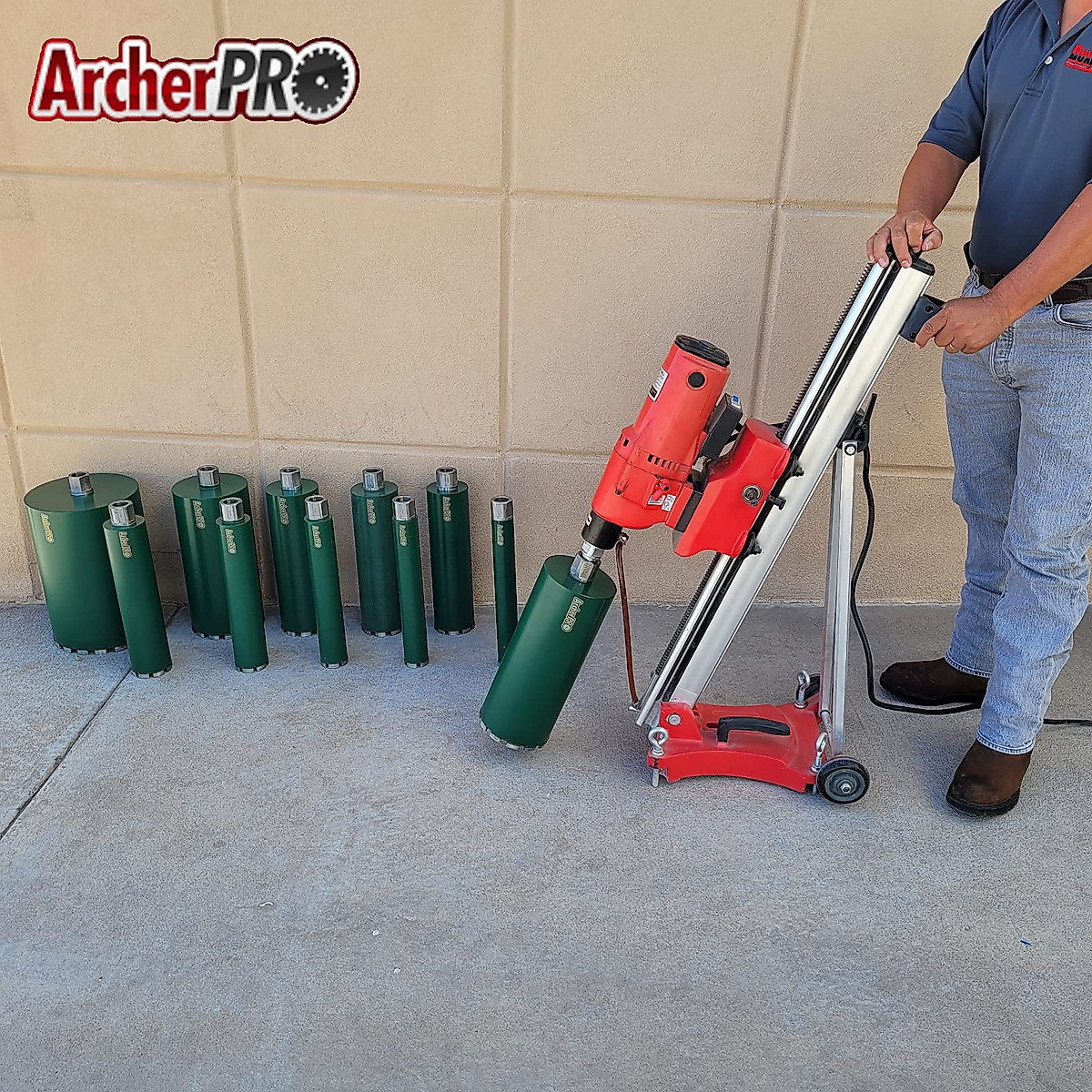 Archer PRO 5" in. Aggressive Diamond Turbo Core Drill Bits with V-tip for use with core Drill Stand rig. for Concrete Drilling, Masonry, Cinder Blocks.