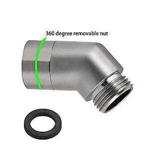 Worldwhere 135 Degree Shower Elbow Adapter, Handhold Shower Head Elbow Adapter,Brushed Nickel