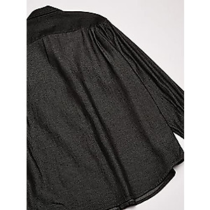 Wrangler Authentics Men's Long Sleeve Classic Woven Shirt, Black Denim, XX-Large