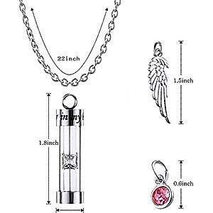 Misooky Urn Necklace for Ashes Keepsake Hourglass Memorial Cremation Jewelry for Human Women Men Ashes(Hourglass-Silver) …