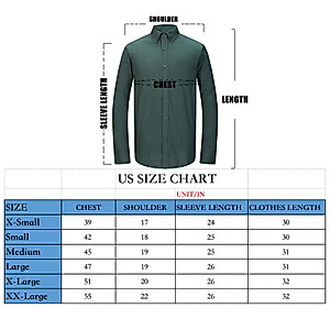 MGWDT Men's Dress Shirts Long Sleeve Oxford Button Down Shirt Classic-Fit Cotton Blouse Wrinkle Resistant Duck Green L 35