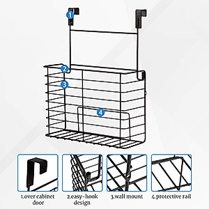 TreeLen 2PK- Kitchen Cabinet Organizer for Cutting Boards Over The Cabinet Organizer Wall Door Mount Foil Holders Rack for Kitchen Bathroom Pantry-Bronze …