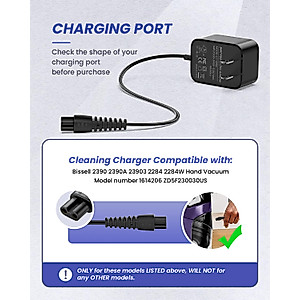 Replacement for Bissell Pet Hair Eraser Charger, Power Cord Compatible with Bissell 2390 2390A 23903 2284W 2284 14.4V Lithium Ion Cordless Handheld Vacuum 1614206 Adapter