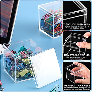 Tuanse 80 Pcs Acrylic Box with Lid Clear Small Acrylic Box Plastic Square Cube with Lid Mini Acrylic Containers Display Box 2.2 x 2.2 x 2.2 Inch for Candy Pill Tiny Jewelry Toys Gifts