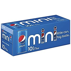 Pepsi Cola Soda Pop, 7.5oz Mini Cans (10 Pack)