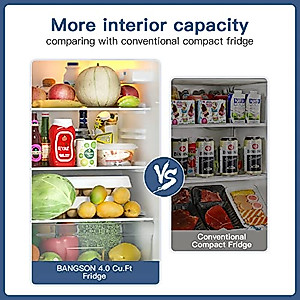 BANGSON Small Fridge with Freezer, 4.0 Cu.Ft, Samll Refrigerator with Freezer, 5 Settings Temperature Adjustable, 2 Doors, Compact Fridge for Apartment Bedroom Dorm and Office, Black