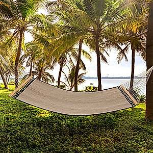 Patio Watcher 11 FT Quick Dry Hammock Bamboo Wood Spreader Bars Outdoor Patio Yard Poolside Hammock with Chain Hanging Kits and Hooks, Waterproof and UV Resistance,Mocha