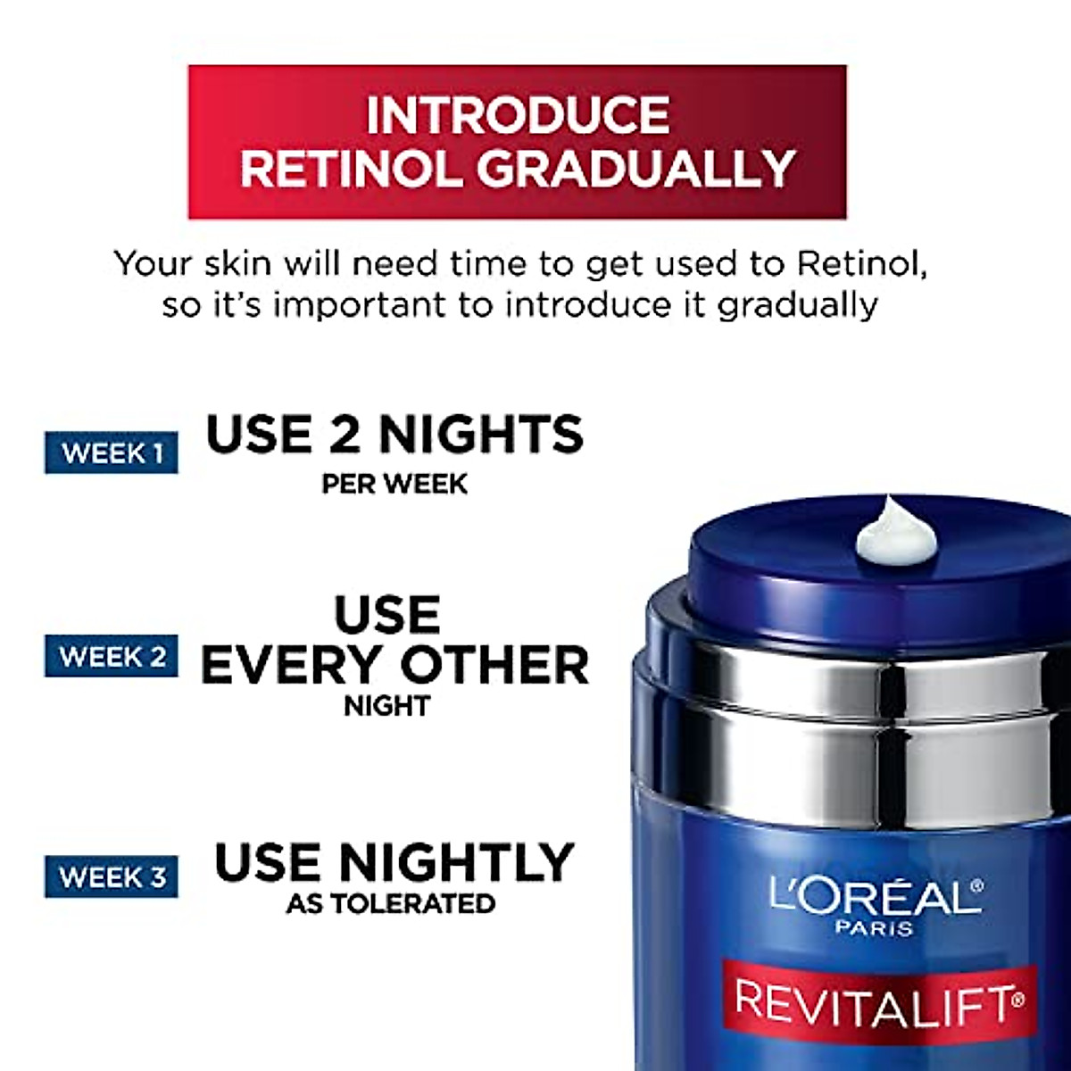 L'Oreal Paris Revitalift Pressed Night Cream, Retinol + Niacinamide, Visibly Reduces Wrinkles & Deeply Moisturizes, Fragrance Free, 1.7 oz + Serum Sample