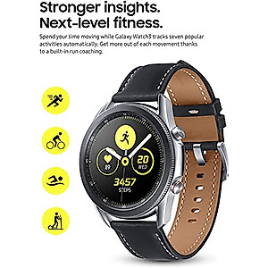Samsung Galaxy Watch3 GPS Smartwatch 45mm, Mystic Silver (Renewed)