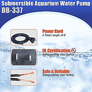 Aqua Dream 133 GPH Submersible Pump(500/H,6.5W) Ultra Quiet Adjustable Water Pump For Pond,Aquarium,Fish Tank,Fountain,Hydroponics,Statuary - 1 Pc