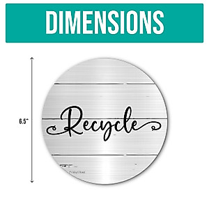 Recycle and Trash Stickers for Kitchen Trash Cans and Recycling Bins, Indoor Trash and Recycle Sticker Combo for Garbage Can Logo Symbol, 2 Decals Adhesives, 6.5 Inch Circle Decal for Outdoor