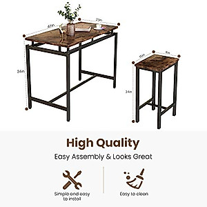 Recaceik 5 PCS Dining Table Set, Modern Kitchen Table and Chairs for 4, Wood Pub Bar Table Set Perfect for Breakfast Nook, Small Space Living Room