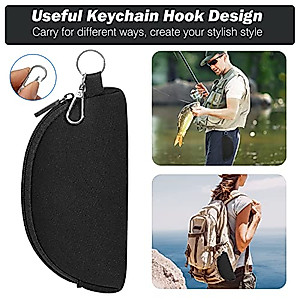 MoKo 𝑵𝒆𝒘𝒆𝒔𝒕 Sunglass Case Portable Glasses Case, 3 Pack Zipper Eyeglass Case Lightweight Soft Sunglass Pouch with Keychain Hook Design for Outdoor Travelling, Black