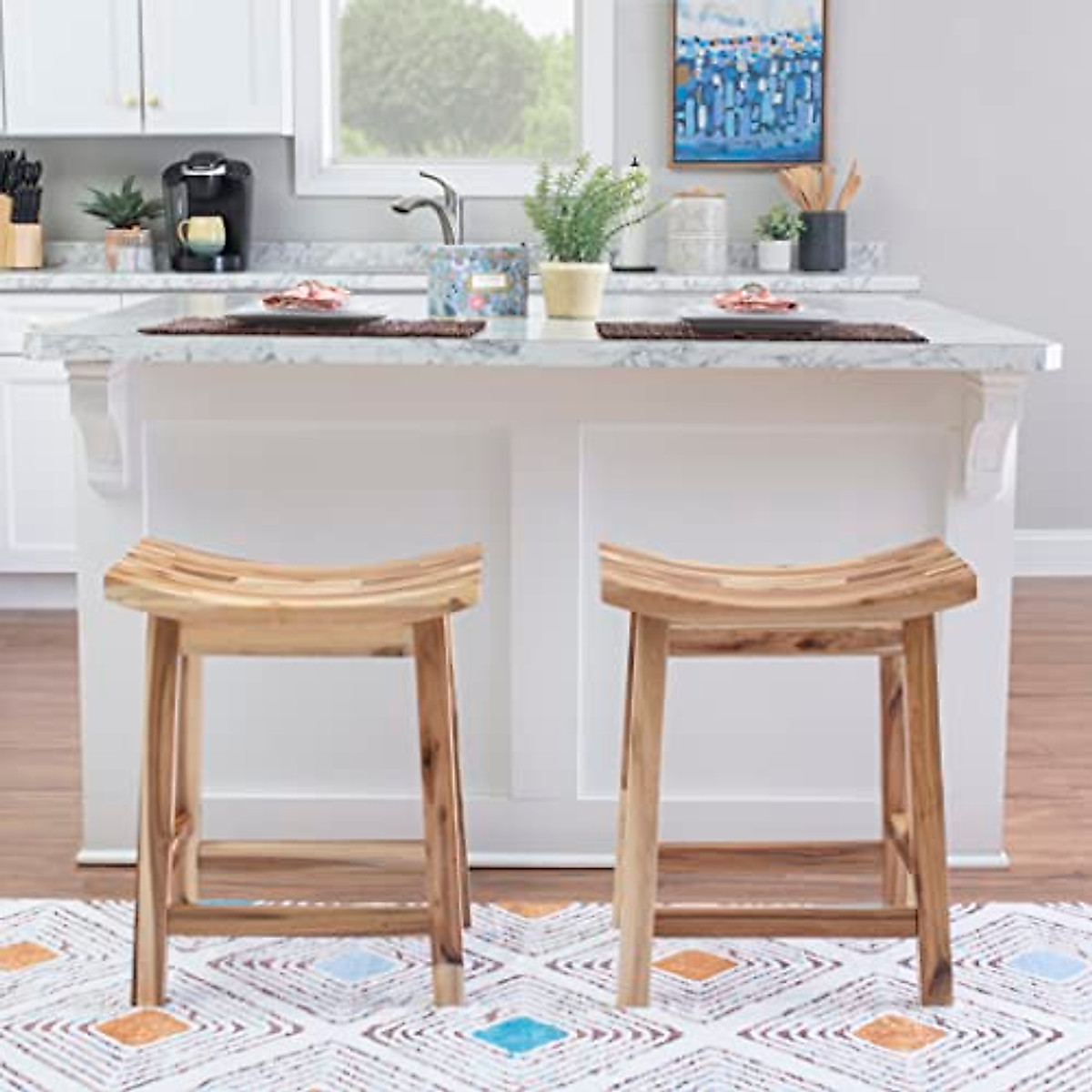 Powell Furniture Dale Saddle Bar Stool Natural Wood