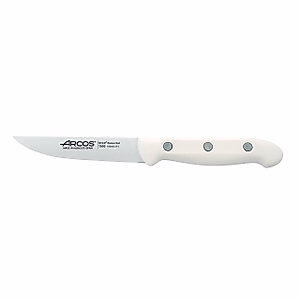 Arcos Vegetable Knife 4 Inch Nitrum Stainless Steel and 100 mm blade. Professional Knife for Peeling Fruits and Vegetable. Ergonomic Polyoxymethylene POM Handle. Series Artika. Color White