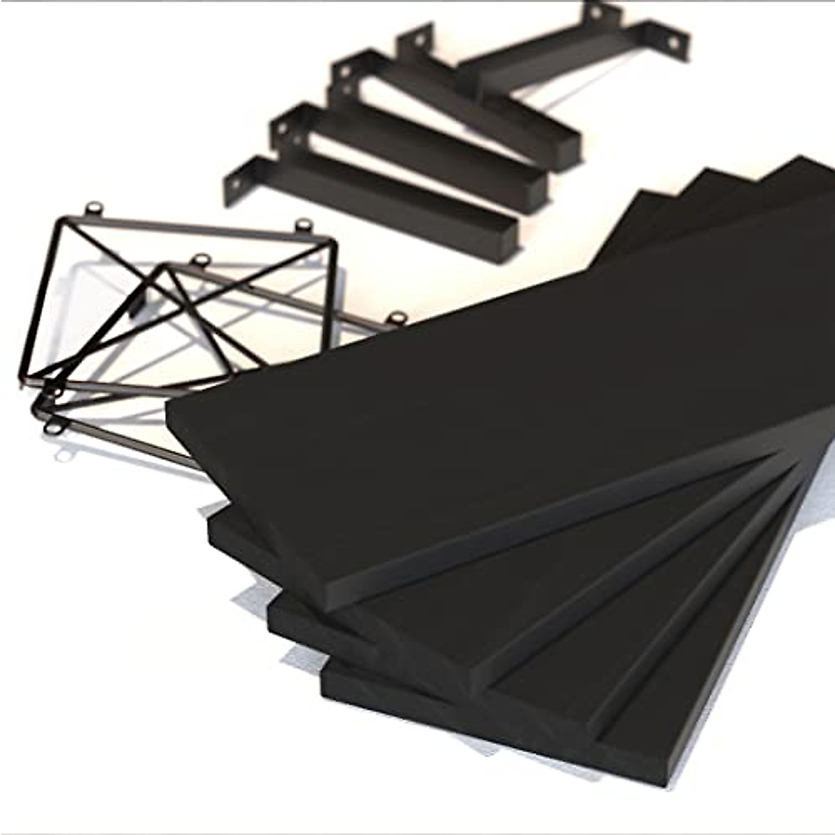 WOPITUES Floating Shelves Wall Mounted, Wood Bathroom Shelves with Extra Storage Shelf, Rustic Wall Shelves for Bathroom, Bedroom, Kitchen, Living Room, Plants - Black