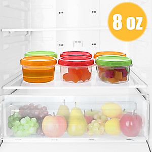 12 Pack 8oz Small Containers with Lids, Reusable Plastic Dressing Containers for Snack and Puree Salad Dressing Container to Go Deli Containers Freezer Condiment Containers Dishwasher Safe BPA Free