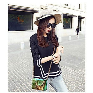 Remeehi Hologram Snake Skin Leather Shoulder Bag Crossbody Bag with Chain (Hologram Green)