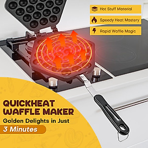 AMGSH Bubble Waffle Maker Pan Hand Held Egg Waffle Pan,Aluminum Alloy Non-stick Waffle Cake Baking Mold Plate for Breakfast Lunch Household Cafe Cake Shop Restaurant