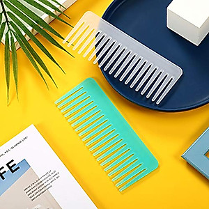 Large Hair Detangling Comb, Wide Tooth for Curly, Wet Dry Hair, No Handle Comb Styling Shampoo Comb (White, Cyan)