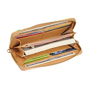 ArtsEye Peach Embossed Genuine Leather Zip Around Wallet (Green)