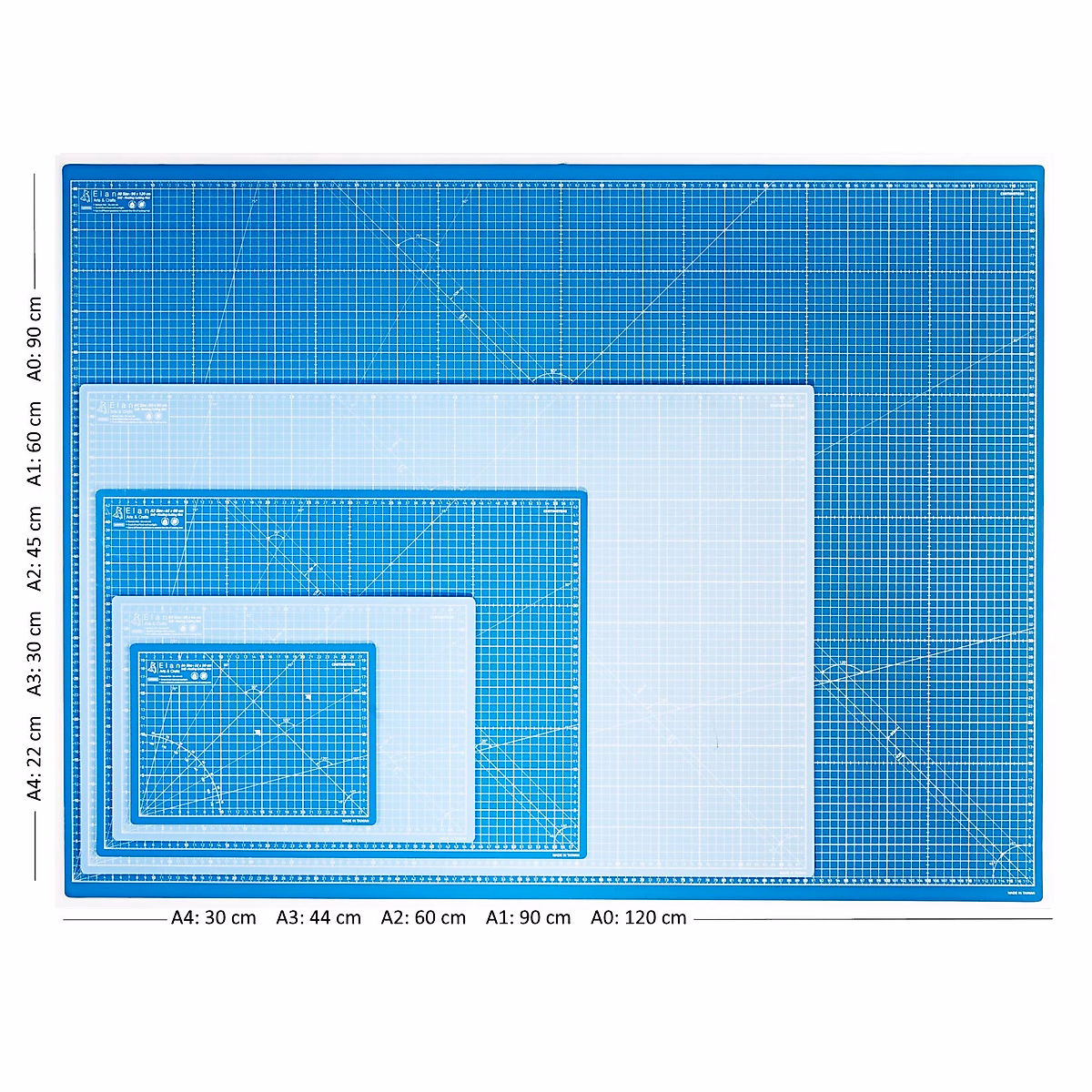 Elan Cutting Mat A4 Blue, 5-Ply Craft Mat, Self Healing Cutting Mat 30x22 CM, Craft Cutting Board, Art Mat, Imperial Sewing Mat, Quilting Mat, Hobby Mat, for Sewing, Quilting, Quilting supplies