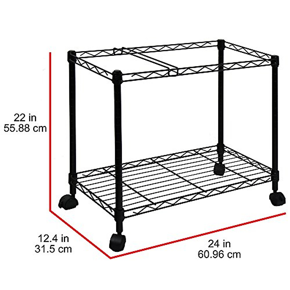 Oceanstar Portable 1-Tier Metal Rolling File Cart, Black,24 in