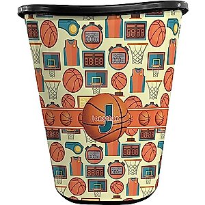 RNK Shops Basketball Waste Basket - Double Sided (Black) (Personalized)