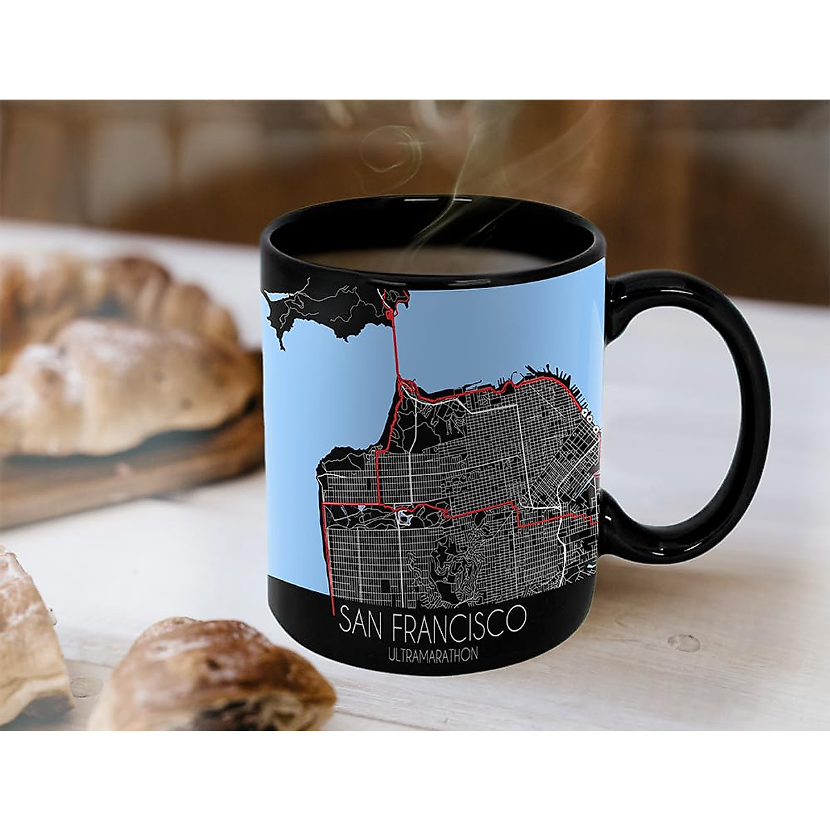 Ultra Marathon San Francisco Gifts and Souvenirs - Unique Drinkware - Ultra Marathon Race Momento - 11oz Black Ceramic Mug