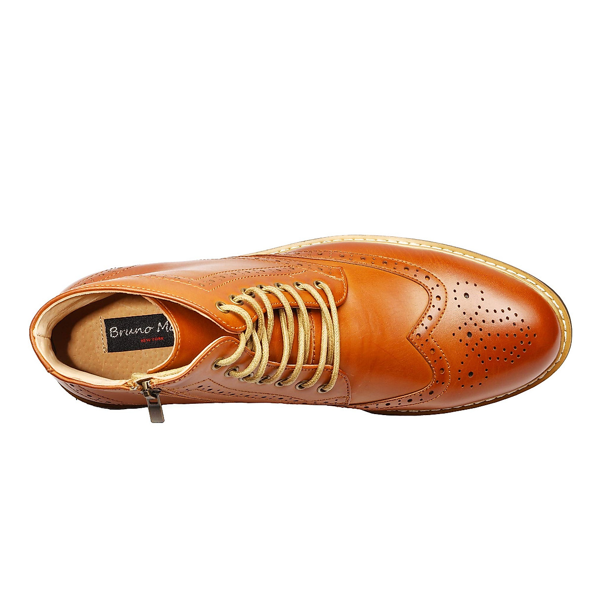 Bruno Marc Men's Dress Ankle Motorcycle Boots Wingtip Leather Lined Derby Oxfords Bergen-01 Brown Size 13 M US