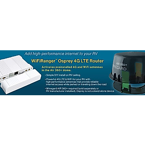 WiFiRanger Osprey Gateway with Cat-6 4G LTE, Dual 2.4/5.8Ghz WiFi 5, Auto Connect, Failover, USB Tethering, Data Saving Rules, and Built-in SafeSurf VPN for Winegard Air360+ Antennas, White