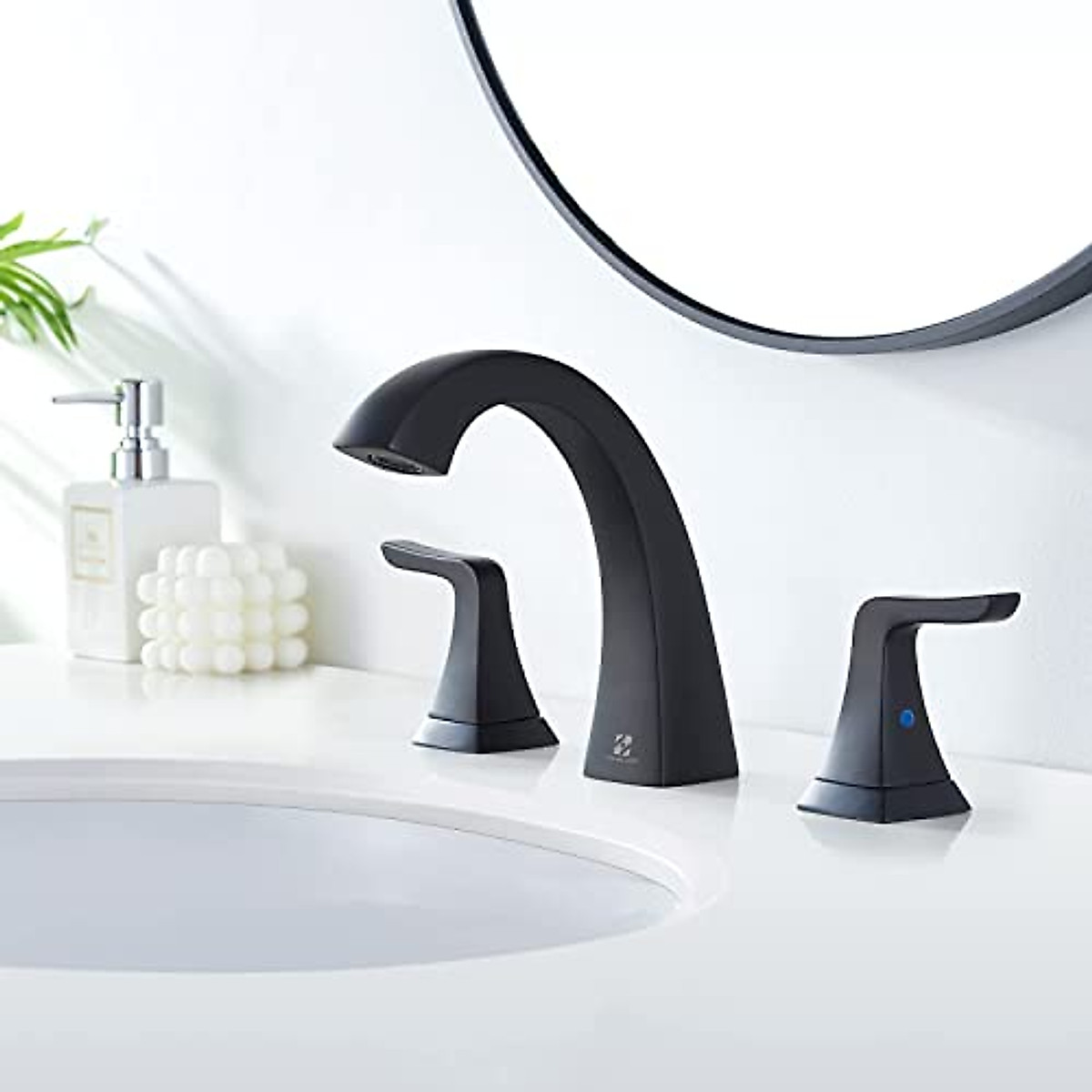 Matte Black Bathroom Faucet,Widespread Bathroom Sink Faucet for 3 Hole,2 Handles Bathroom Vanity Faucet 8 Inch,HOMELODY Lavatory Faucet for Sink with Pop Up Drain