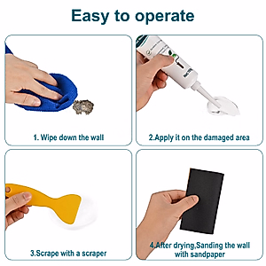 Faburo 3 Pack Drywall Repair Kit, Wall Mending Agent(100g*3), Spackle Wall Repair Patch Kit with Scraper, Drywall Repair Clips Dry Wall Patch Kits Fast-Drying Wall Patch Repair Kit