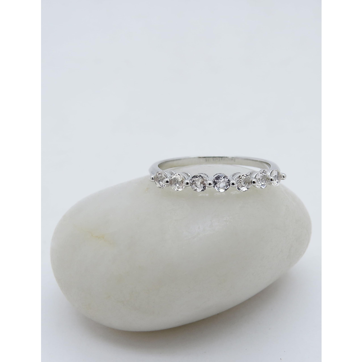 Dazzlingrock Collection 0.50 Carat (ctw) Round White Diamond Ladies Bridal Seven Stones Stackable Anniversary Wedding Band 1/2 CT|10K White Gold|Size 7