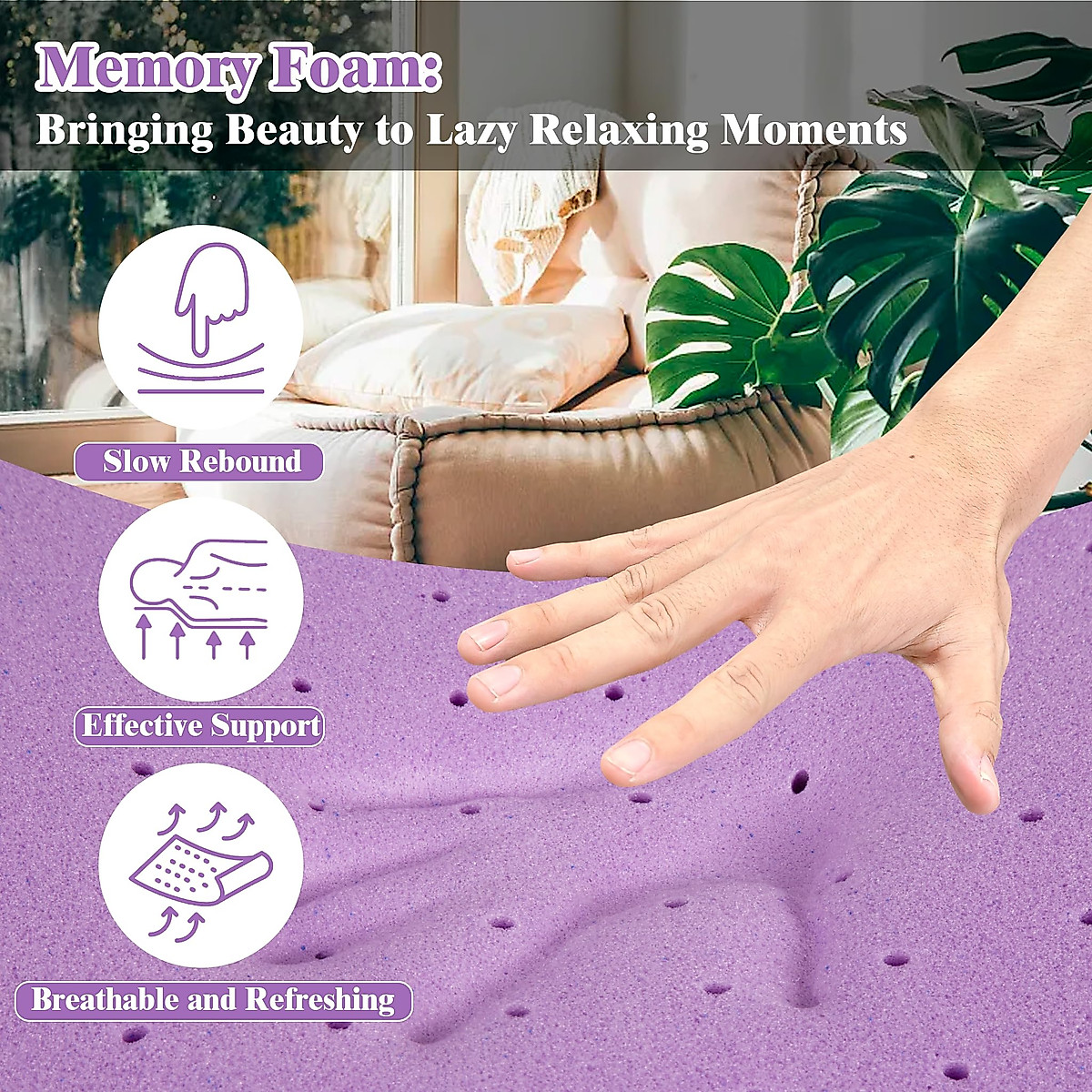 2 Inch Memory Foam Mattress Topper, Cooling Gel Mattress Topper for Twin (39"x75") Size Bed, Soft Mattress Topper,Back Pain Pressure Relief, Ventilated, No Flavor, CertiPUR-US Certified