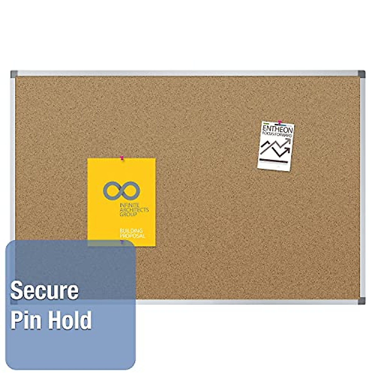 Quartet Basic Cork Bulletin Board, 48" x 36", Aluminum Frame with Silver Finish