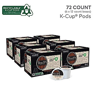 Tully's Coffee Italian Roast, Single-Serve Keurig K-Cup Pods, Dark Roast Coffee, 72 Count