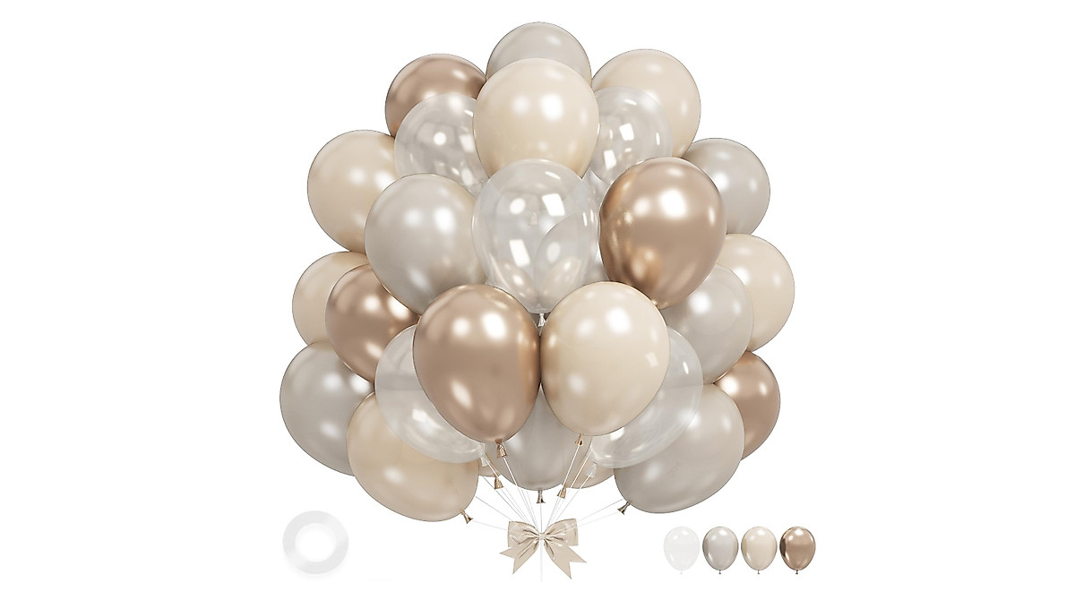Elegant Beige White Gold Balloons for Any Celebration