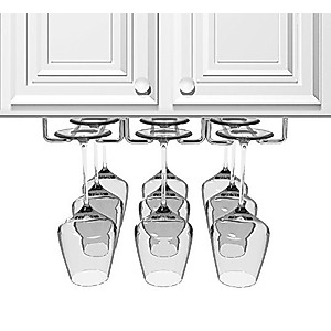 Sorbus Under Cabinet Wine Glass Rack and Stemware Holder – 3 Rows Holds up to 9 of Your Most Delicate Glassware