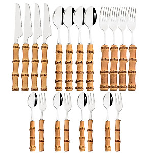 Snplowum 20piece Silver Tableware set, 304 Staainless Steel Cutlery Tea Eating Utensils For Dining Kitchen Wedding Party Gathering Or Restaurant, Service for 4