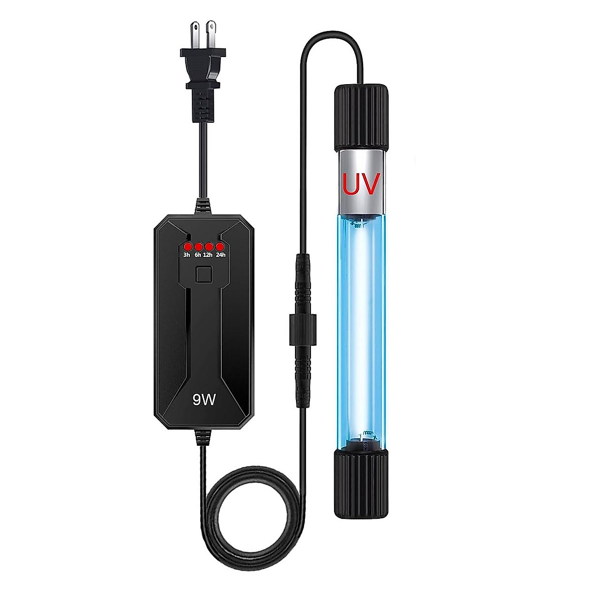 KINGYEENUO Aquarium Clean Light, 9W Submersible Aquarium Light, Fish Tank Clean Light with Timer, Submersible Waterproof Lamp for Filter Tank Sump Swim Pool