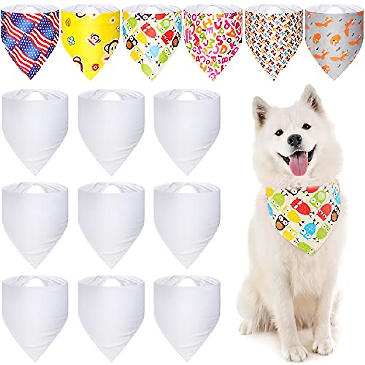 15 Pieces Sublimation Pet Bandana Heat Transfer Washable Triangle Dog Scarf Sublimation Blank DIY Triangle Dog Bib Heat Press Pet Triangle Bibs Kerchief Accessories for Dogs Puppy Cats