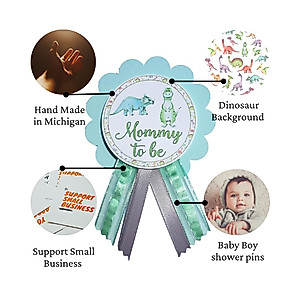 Dinosaur Baby Shower Pins for Mommy Daddy Grandma Jungle Family to wear, It's a Boy Baby Sprinkle (DADDY)