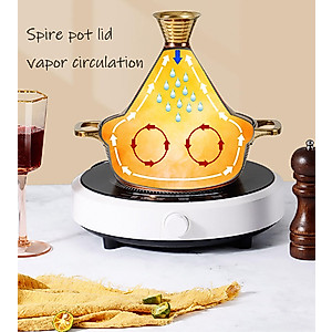 GFHVDC 304 Stainless Steel Moroccan Tagine Pot, Non Stick Moroccan Cooking Pot with 2 Handles, Large Moroccan Cooker Handmade Tagine Pot with Cone-Shaped Lid,Silver,29cm