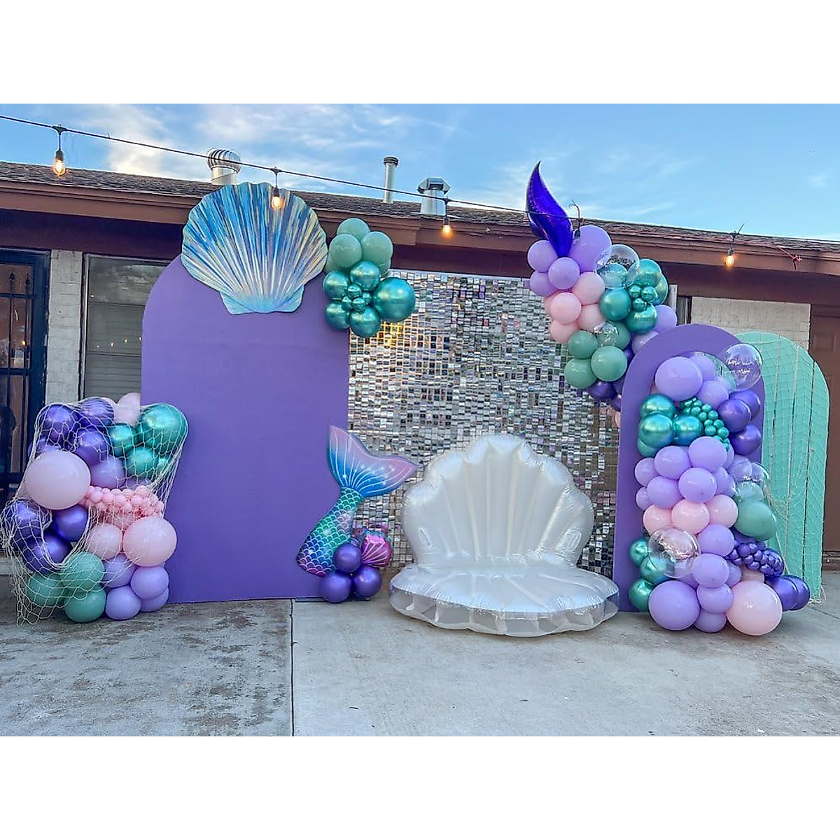 DEETUULET Mermaid Balloons, 50pcs 12 inch Purple Pink Teal Balloons Kit, Metallic Green Purple Latex Balloons for Birthday, Baby Shower,Mermaid Party Decorations