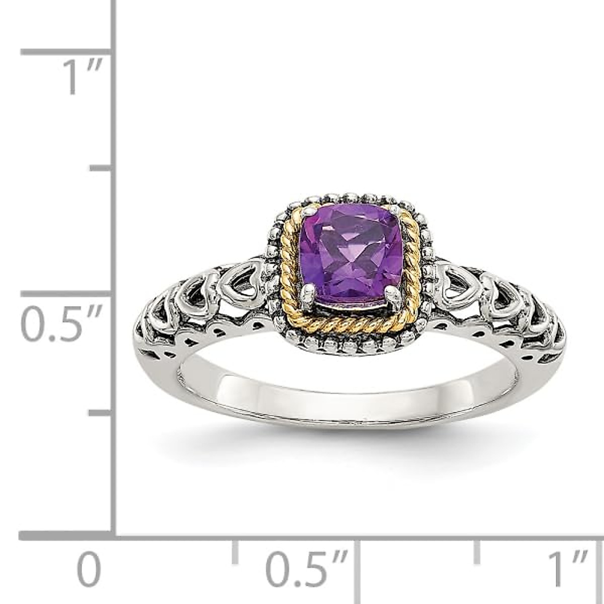 IceCarats 925 Sterling Silver Vintage Cushion-cut Purple Amethyst Ring Gemstone Band Size 8
