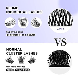 DIY Eyelash Extension,Cluster Lashes Individual False Eyelashes Extension Natural Look Reusable Glue Bonded Black Super Thin Band 48 Lash Clusters by BEYELIAN (Style3 0.07 12mm Black Band)