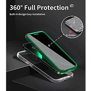 Magnetic Case for iPhone 13 Pro Max, [with Privacy Screen Protector][100% Screen Sensitivity][Compatible with MagSafe] Full Body Shockproof Anti Spy Cell Phone Case Cover 6.7 inch-Alpine Green