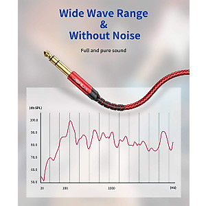 JSAUX 1/4 Inch Cable Guitar Cable 10FT, Instrument Cable 6.35mm (1/4) TRS to 6.35mm (1/4) TRS Stereo Audio Cable Male to Male Straight-to-Straight for Electric Guitar, Bass, Mandolin - Red 3M